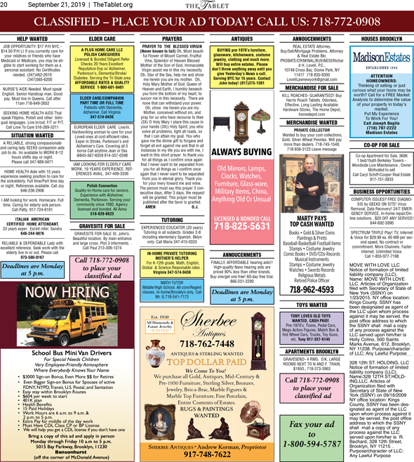 Brooklyn and Queens classifieds - The Tablet